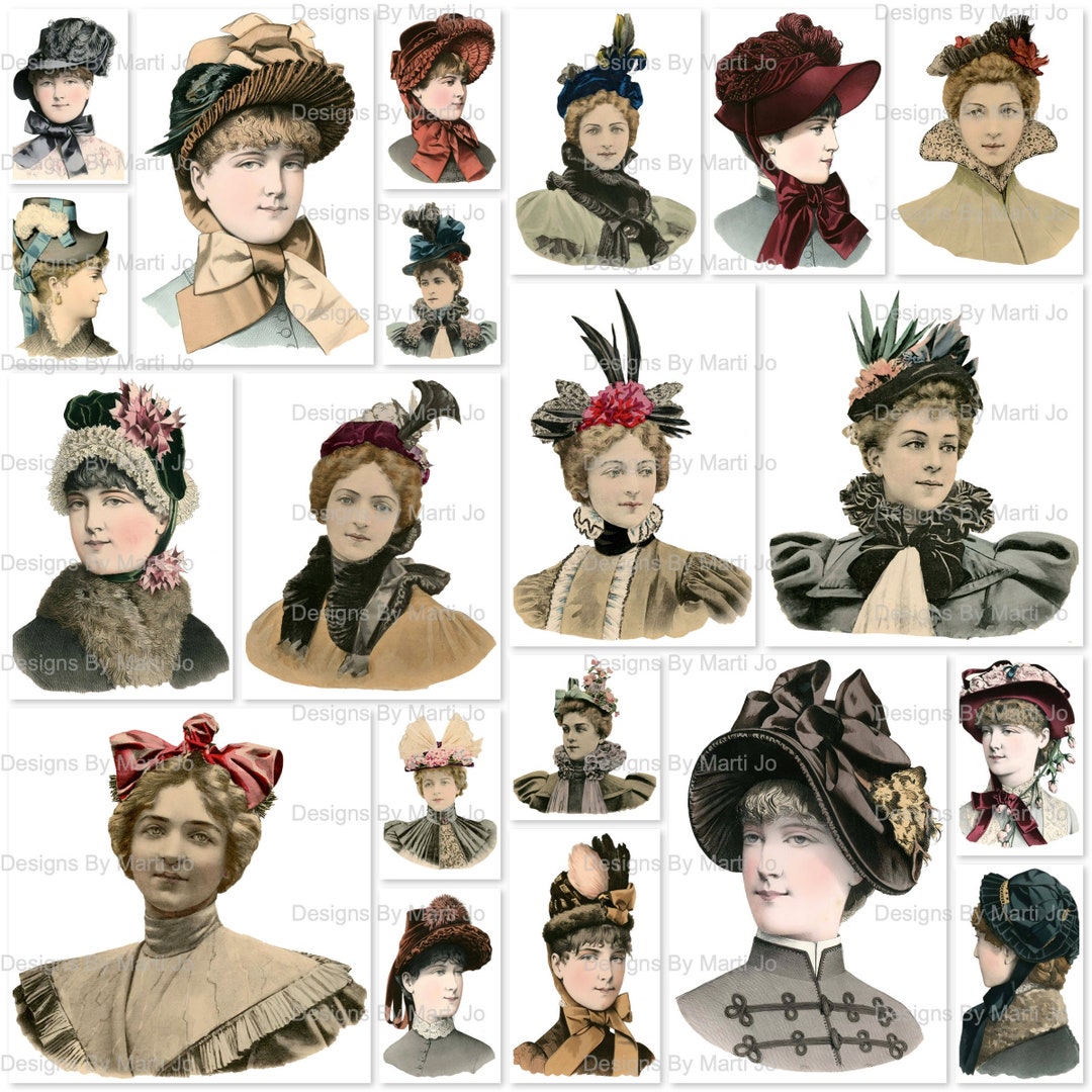 Women's Hat Fashions From the Late 1800s | 20 Printable Vintage Ladies ...