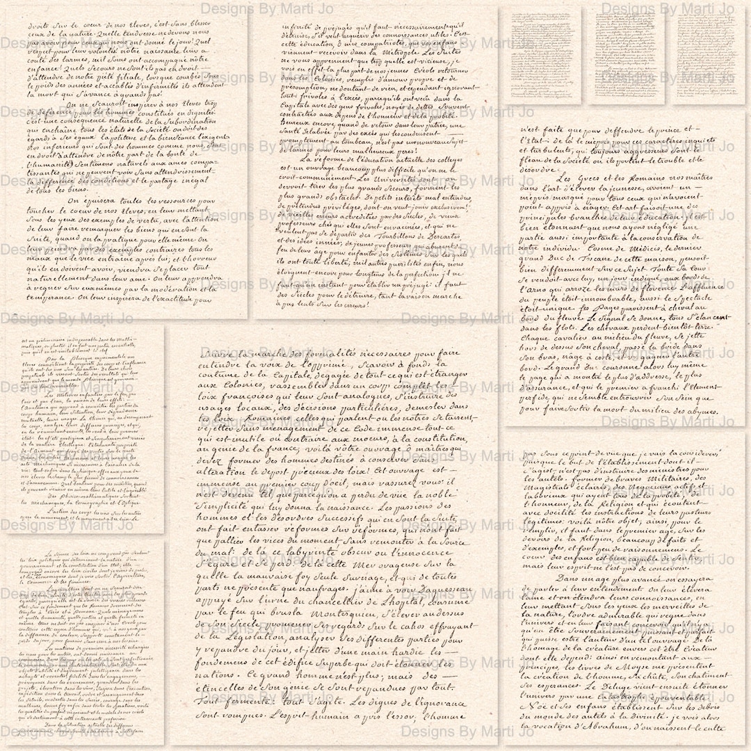 Vintage French Handwriting PNG Overlays | 10 Vintage Transparent ...