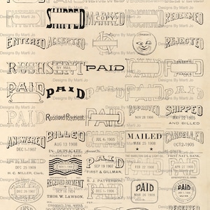Vintage Rubber Stamp Overlays MEGA BUNDLE | 200 Individual PNG Business ...