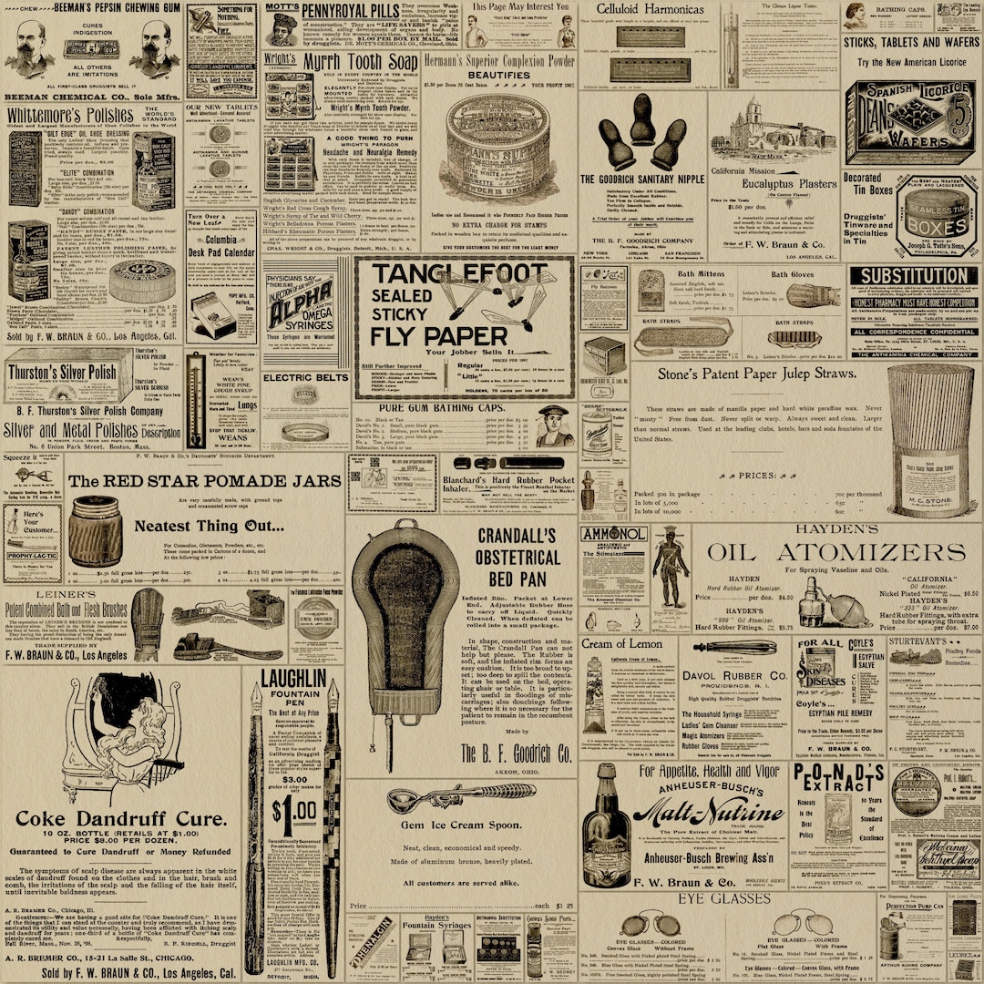 Vintage Druggist Ads Overlays | 60 Individual PNG Files of Drug Store ...