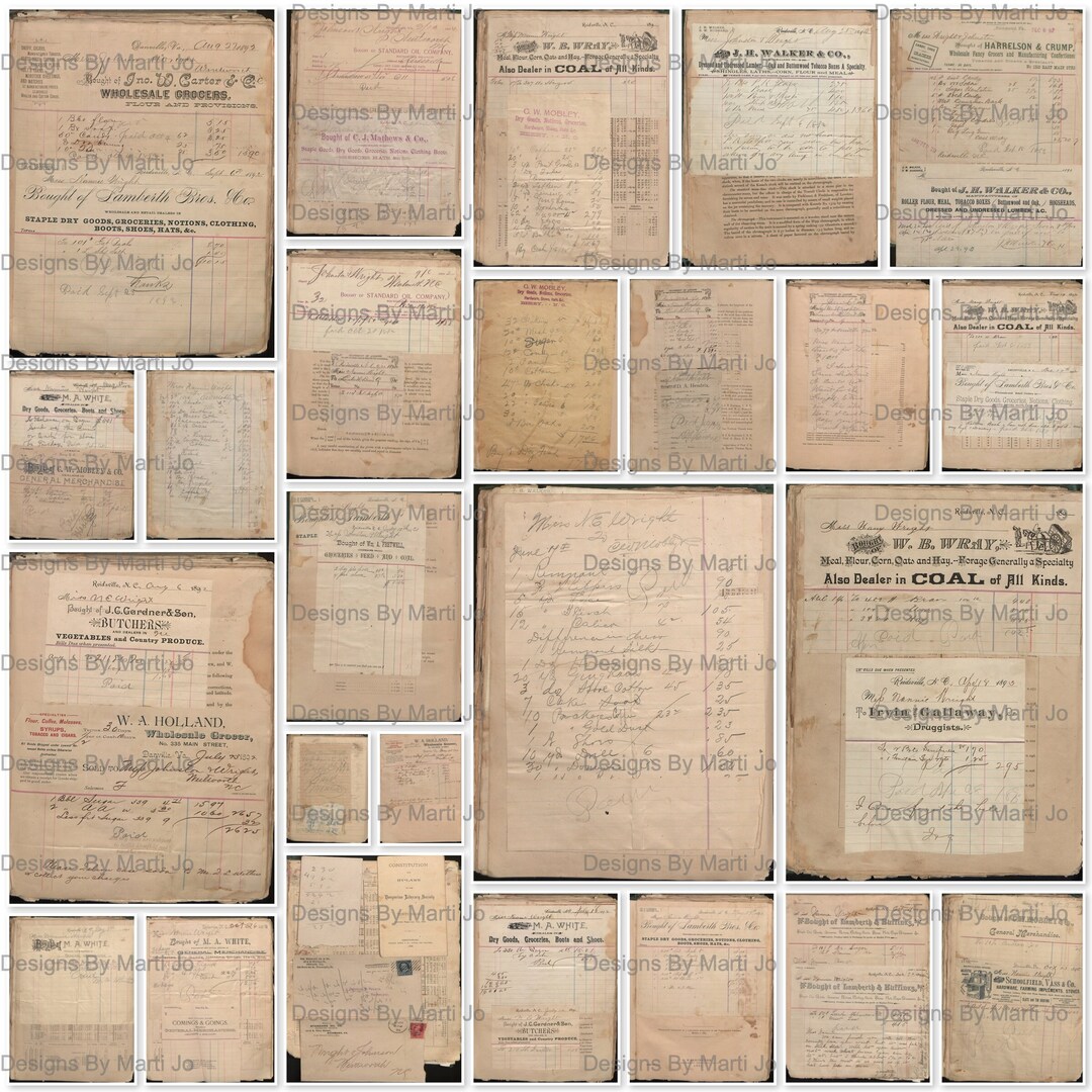 25 Vintage Printable 1890s Store Receipts and Invoices JPG Pages | Junk ...