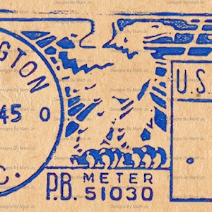 Vintage Postage Meter Stamps | 50 Printable Postal Meter Pngs | BONUS ...