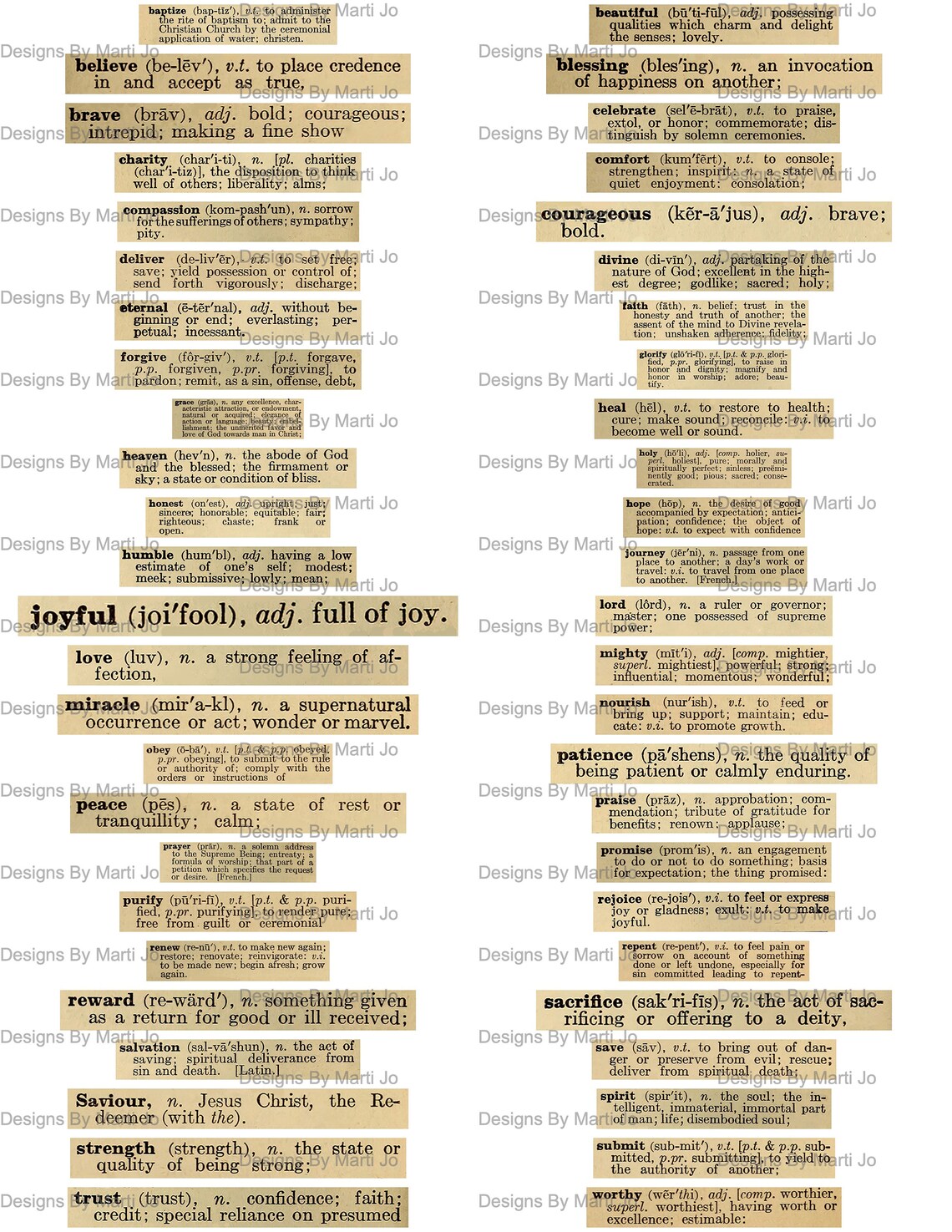 Vintage Dictionary Bible Words Definitions 50 Printable | Etsy