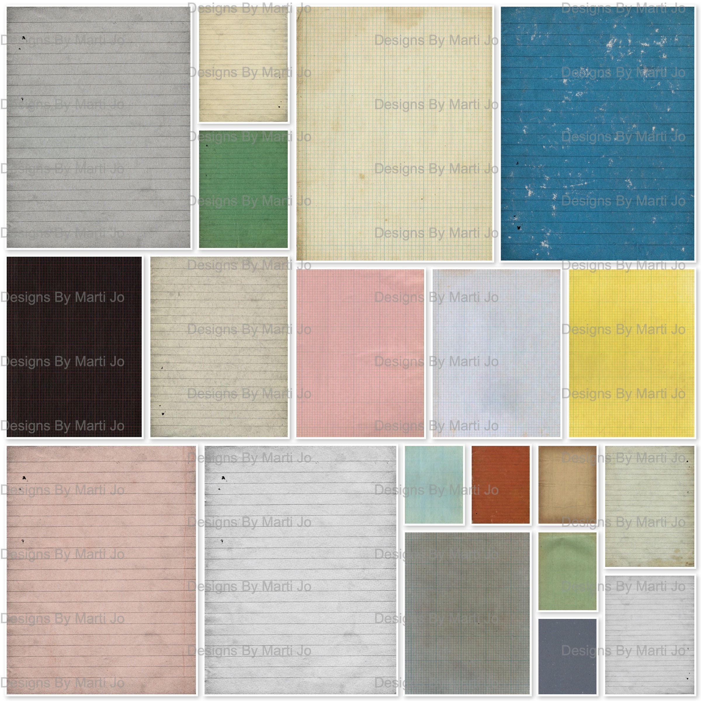 20 Lined and Grid Vintage Printable JPG Pages Vintage Junk - Etsy