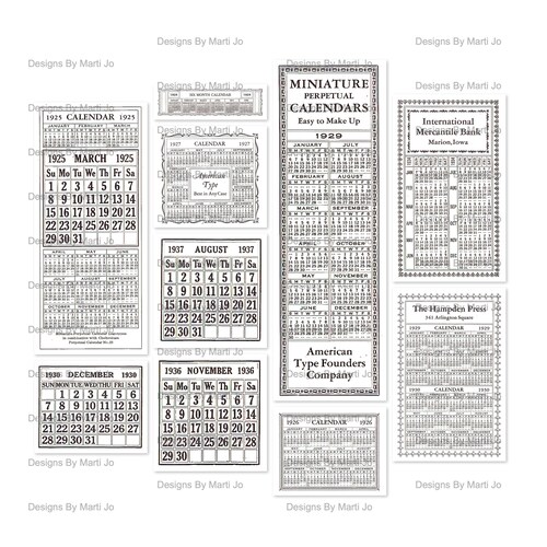 Colorful Set of 12 Vintage Calendars Printable Antique - Etsy