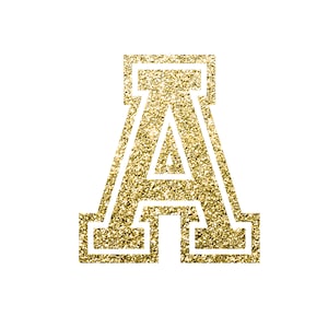 Gold Glitter Varsity Letters Digital Clipart | Printable Varsity ...