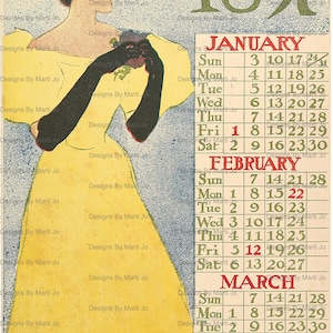 Colorful Set of 38 Vintage Calendars | Printable Old Calendars | Retro ...