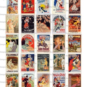 Vintage French Posters | 100 Miniature French Art Posters on Four 8.5 X ...