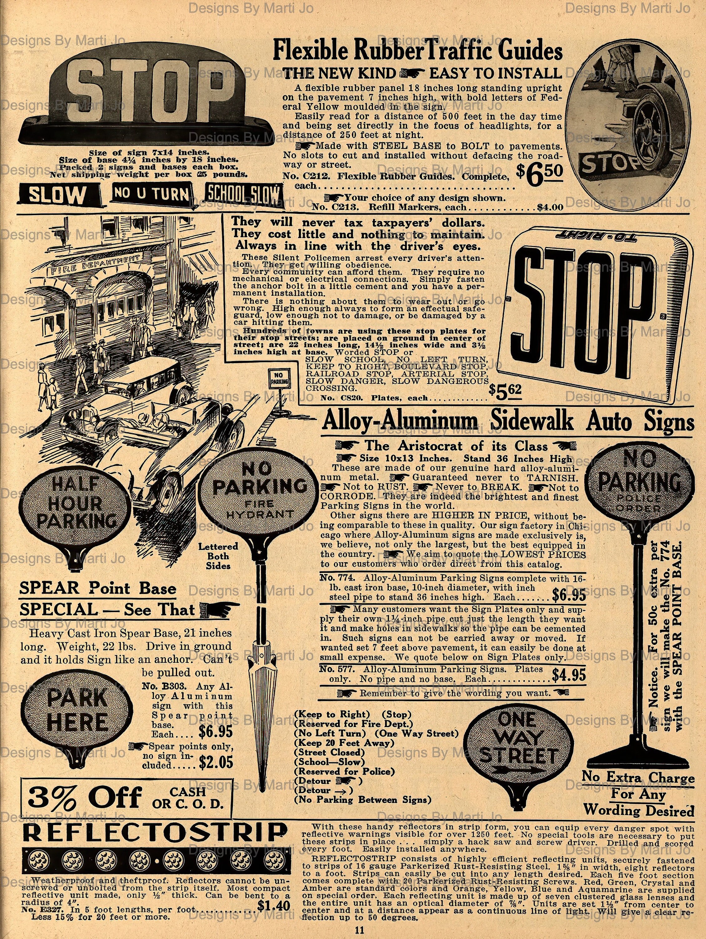 Vintage Traffic Signs | Antique Street Signs Clipart | Instant Download ...