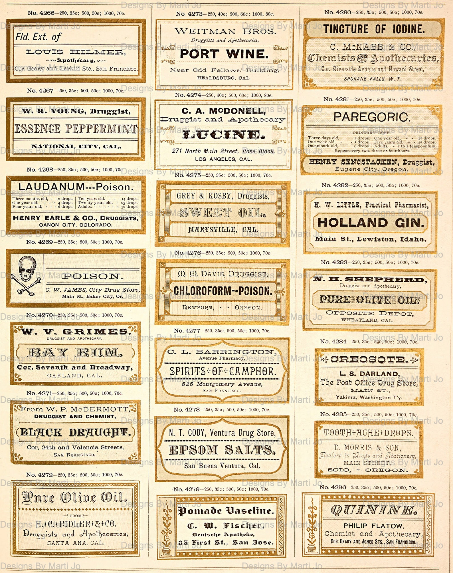 8 Vintage Apothecary Labels Sheets Printable Digital - Etsy