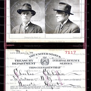 Vintage Federal Agent Identity Cards | 50 Printable Government Photo ID ...