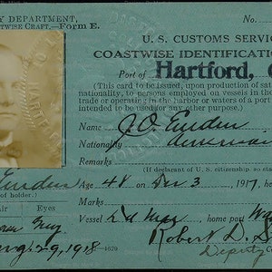 Vintage U.S. Customs Coastwise Identity Cards Set 1 | 50 Printable ...