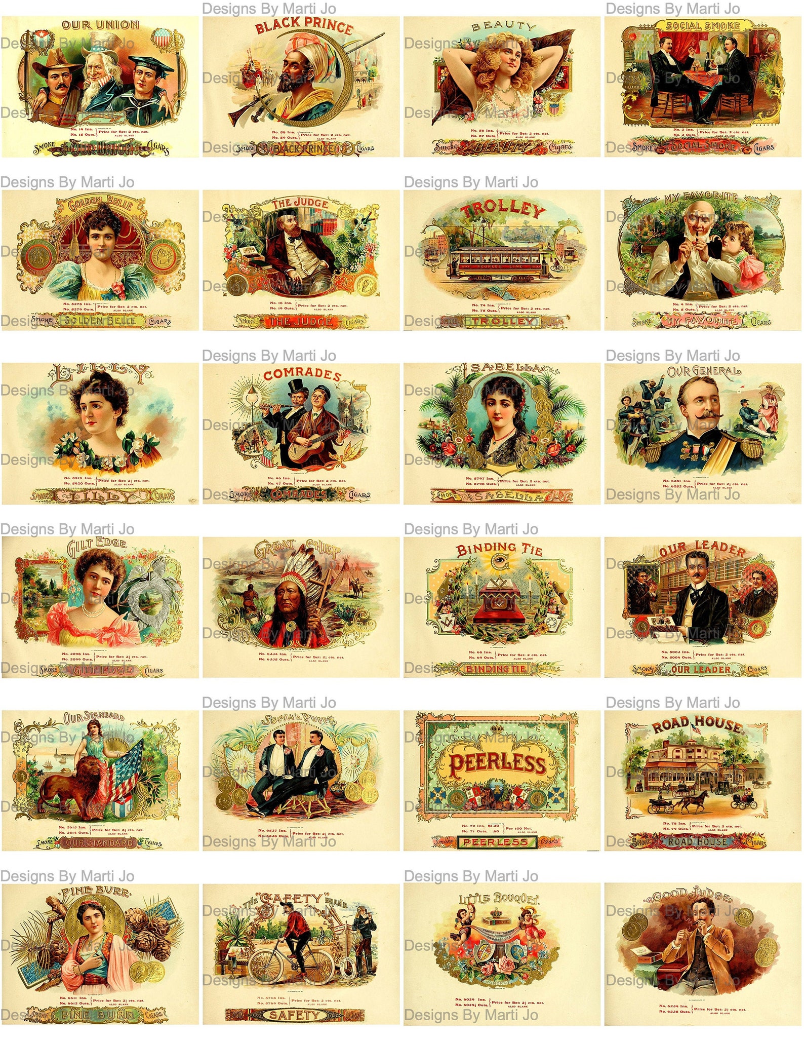 Vintage Cigar Box Labels 89 Digital Vintage Labels - Etsy