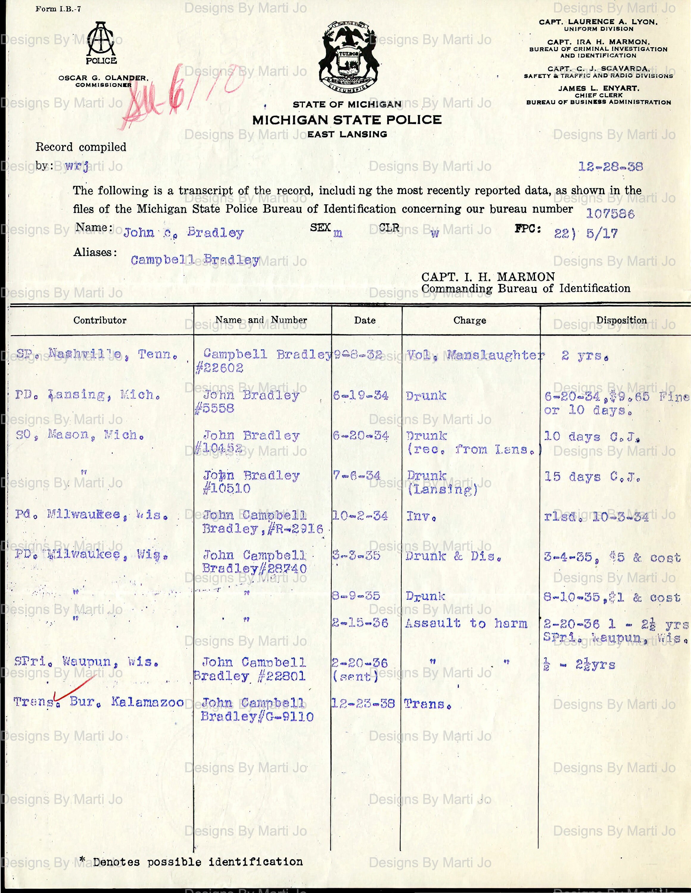 Vintage 1930's Criminal Police Report Sheets | 45 Criminal Rap Sheets ...