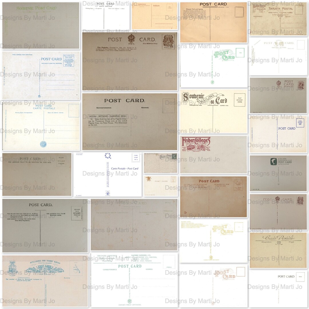 Vintage Postcards | 30 Printable Antique Blank Postcards | Postcard ...