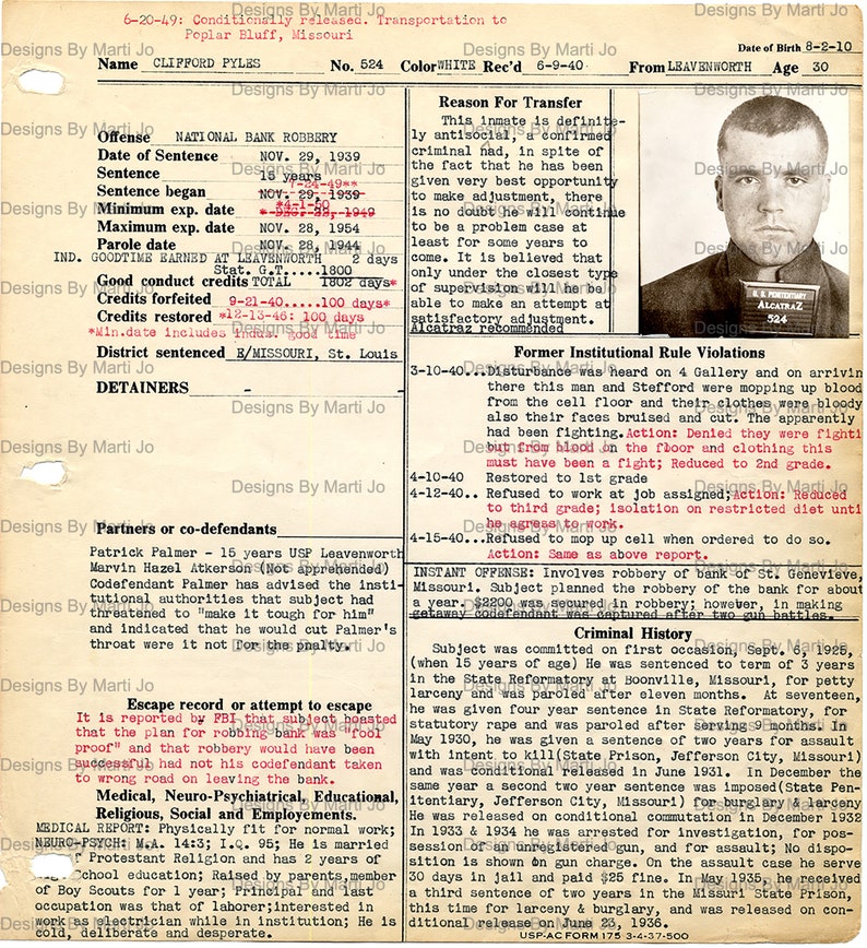 Vintage Alcatraz Mugshots 50 Printable Vintage Inmate Prison - Etsy ...