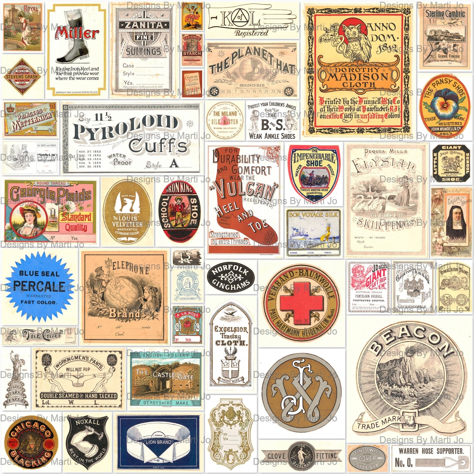 Vintage Clothing Related Labels Kit 2 50 Printable Vintage - Etsy