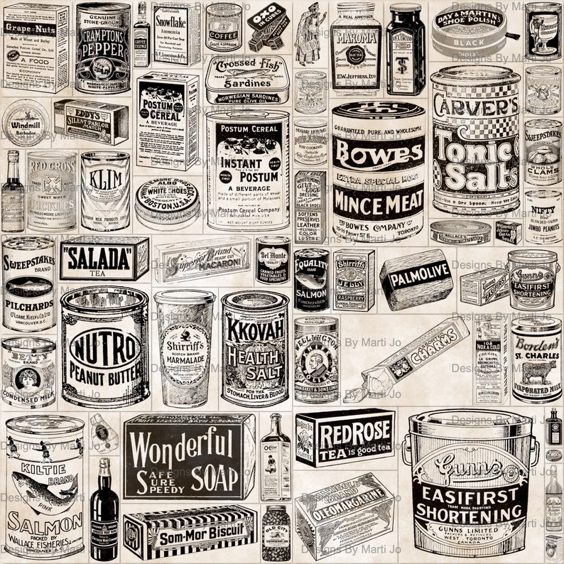 Vintage Grocery Items Overlays 60 Individual PNG Files of - Etsy