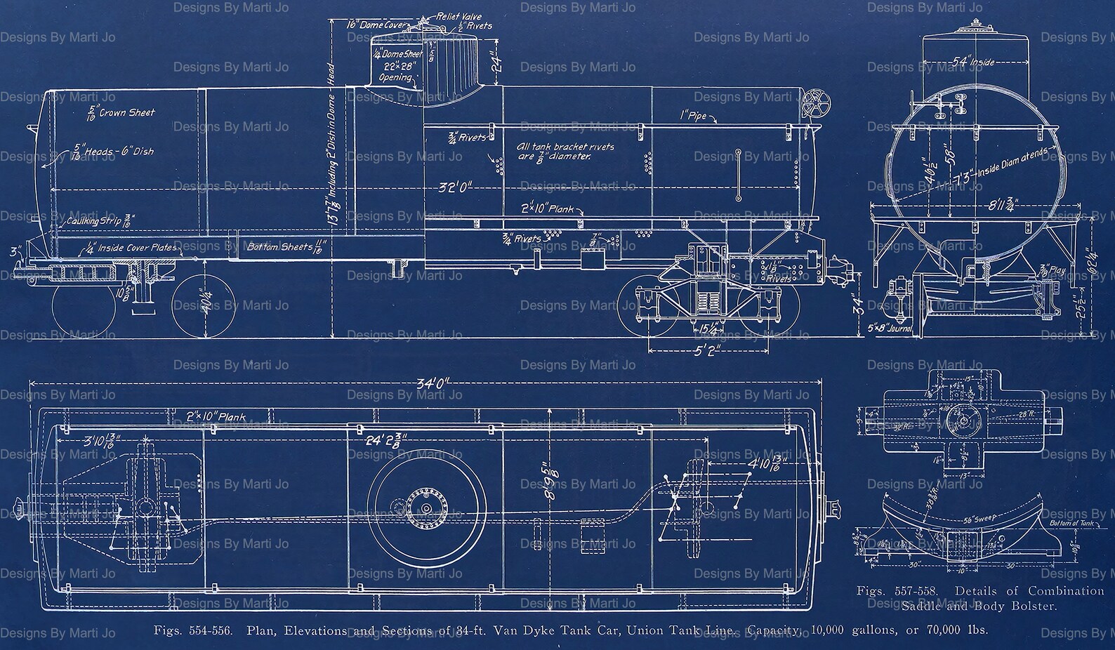 Vintage Train Drawings Blueprint Paper Set | 15 Vintage Printable ...