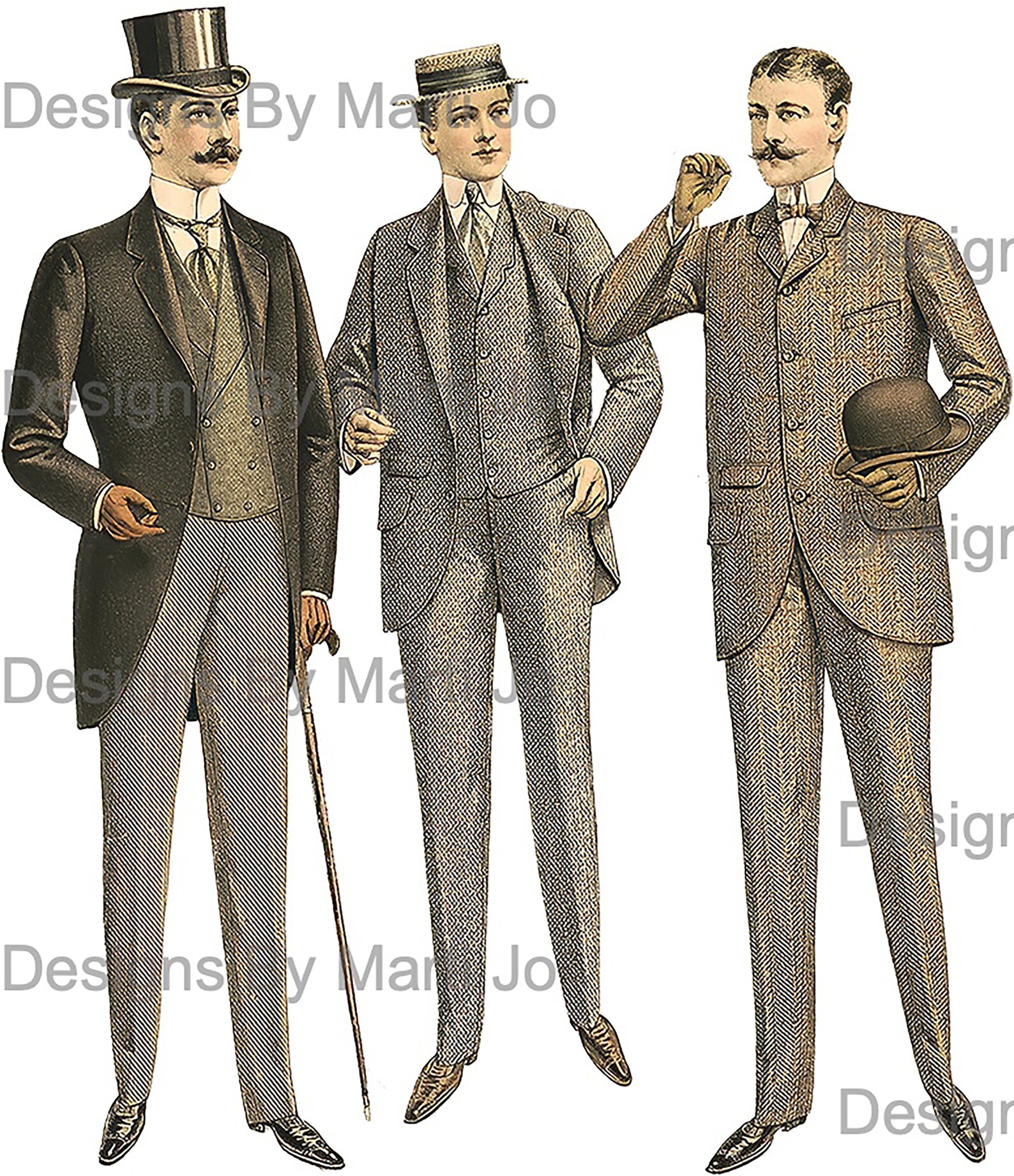 Vintage 1898 Fussy Cut Gentleman Fashion Images 30 Victorian Men's ...