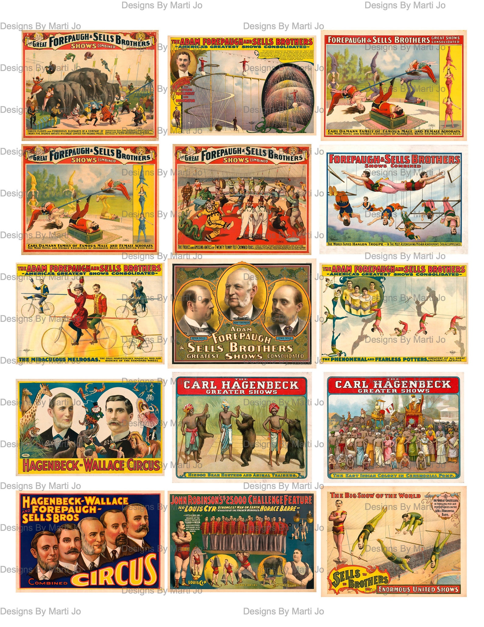 Printable Miniature Vintage Circus Posters | 60 Printable Canival ...