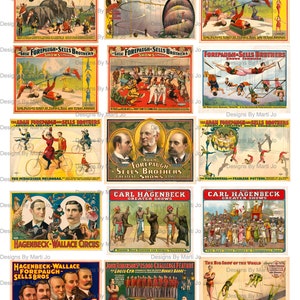Printable Miniature Vintage Circus Posters | 60 Printable Canival ...