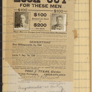 30 Vintage Escaped Convict Wanted Posters and Reward Bulletins ...