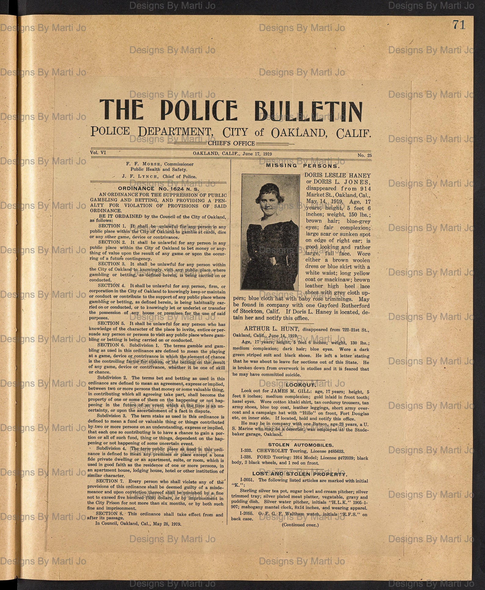 30 Police Crime Report Scrapbook Jpgs | 1919 Criminology Journal Paper ...