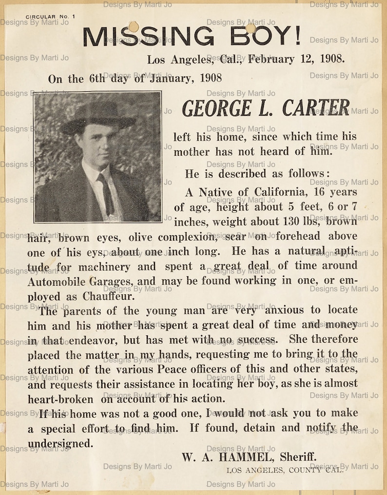 Vintage Missing Person Reward Posters 50 Printable Jpgs - Etsy