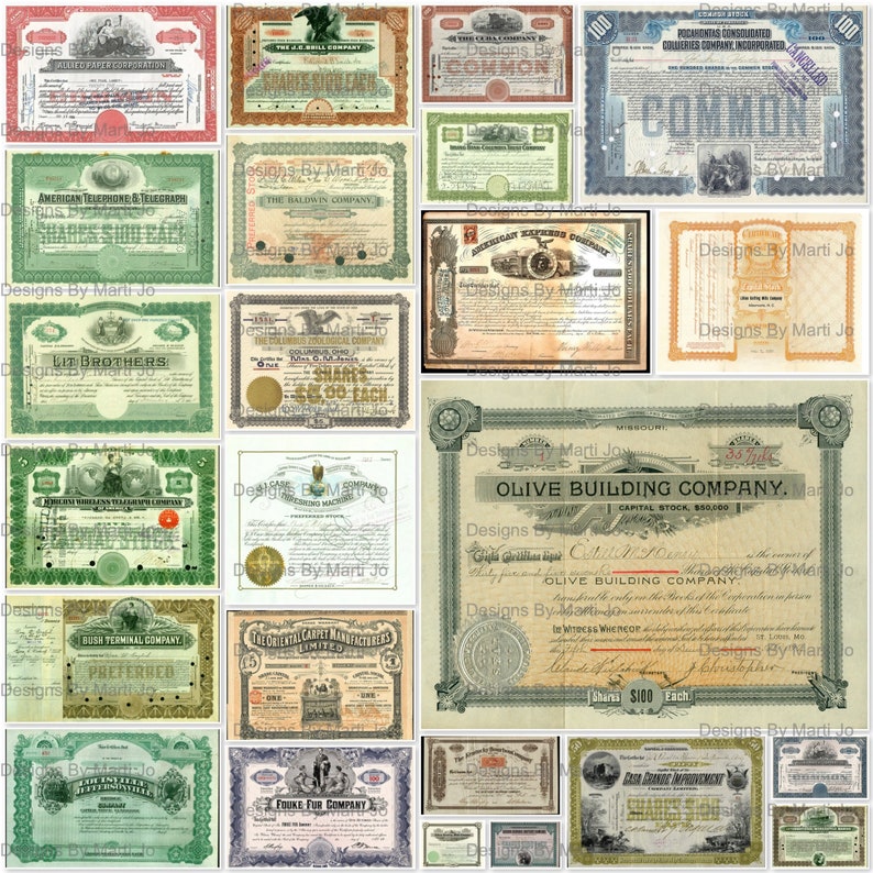 Vintage Stock Certificates Set 3 Vintage Financial Documents | Etsy