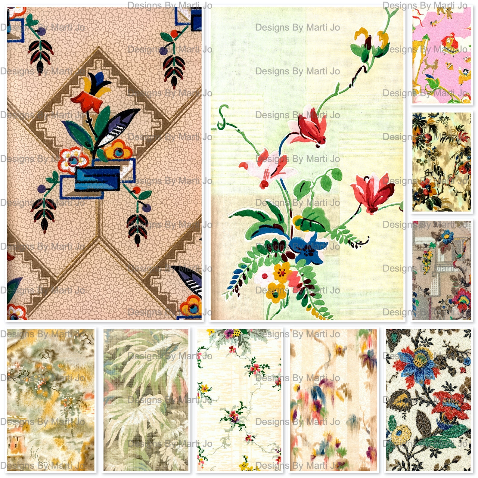 Vintage Wallpaper Patterns | Printable Antique Wallpaper | Instant ...