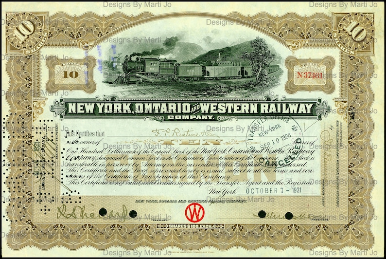 Vintage Railroad Stock Certificates Set 1 | 25 Antique Train Shares ...
