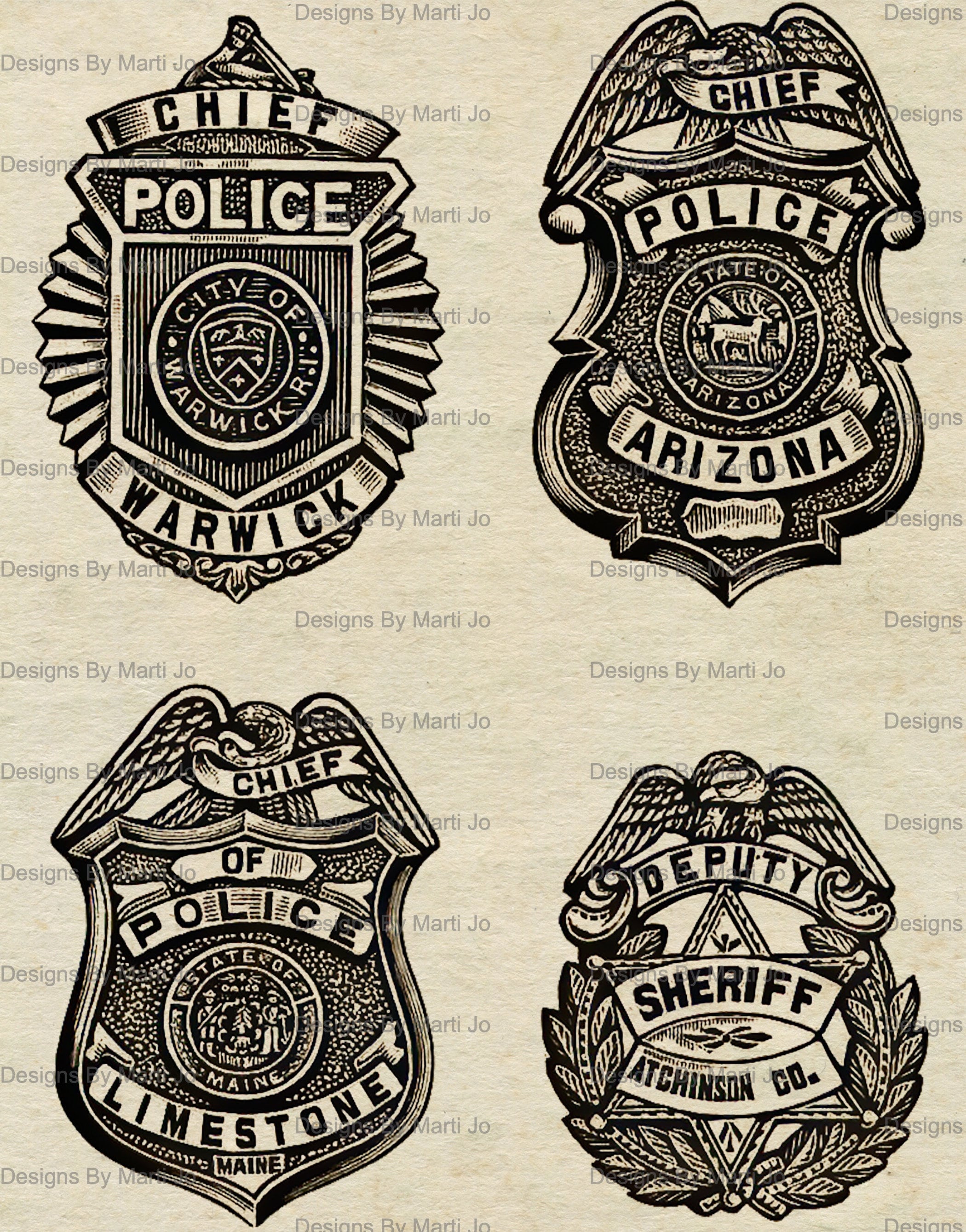 Printable Vintage Police Badges Antique Police Clipart - Etsy