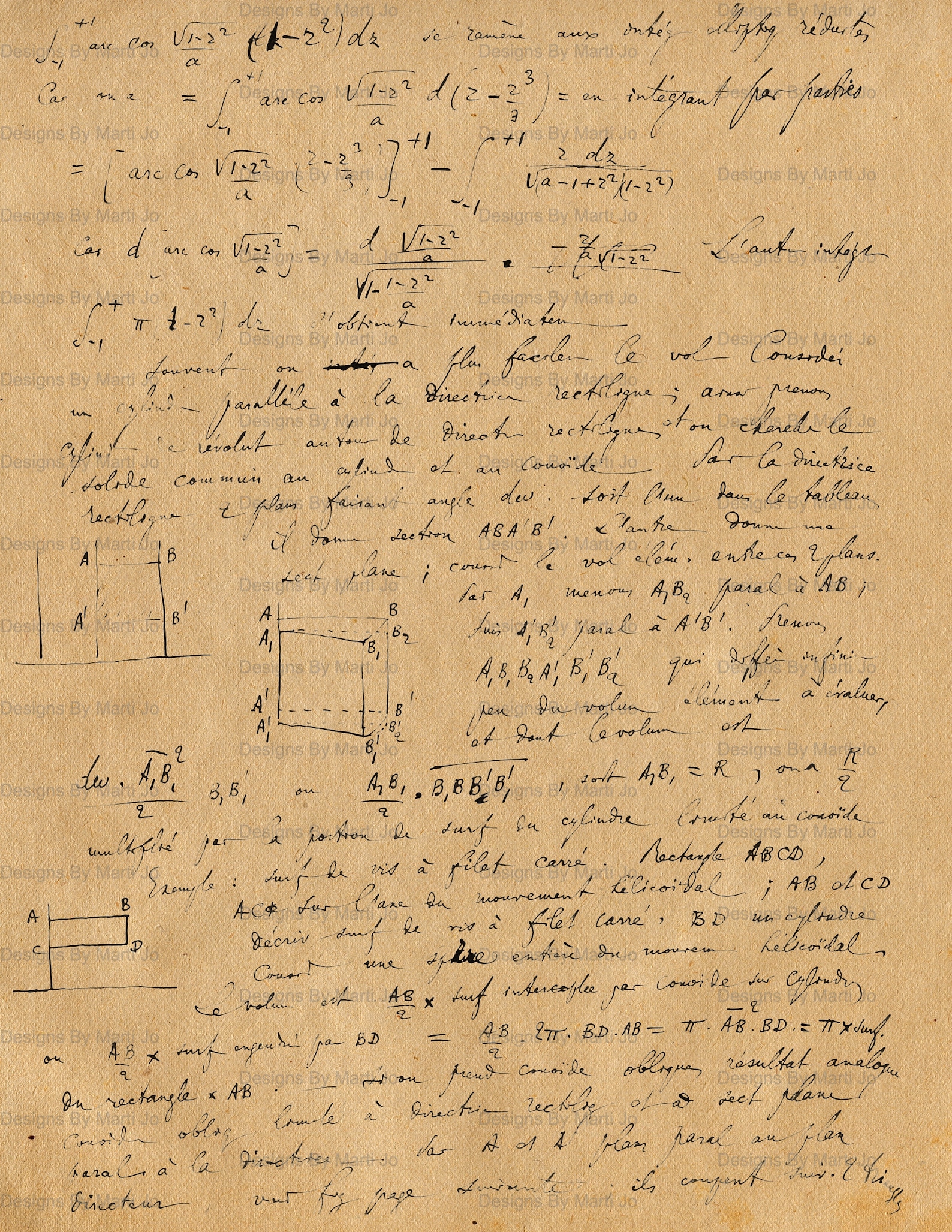 Vintage French Math Notes Overlays | 10 Mathematics Formulas Junk ...