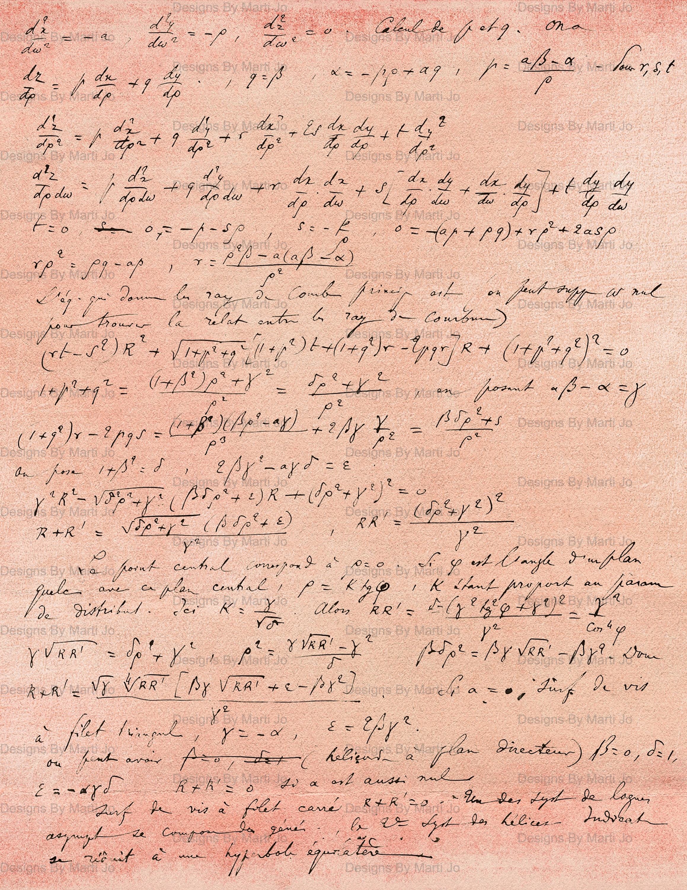Vintage French Math Notes Overlays | 10 Mathematics Formulas Junk ...