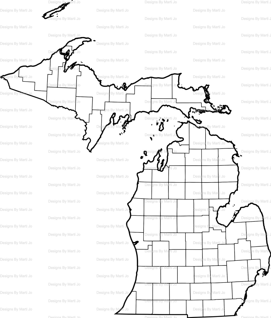 Printable Michigan Map | Printable MI County Map | Digital Download PDF ...
