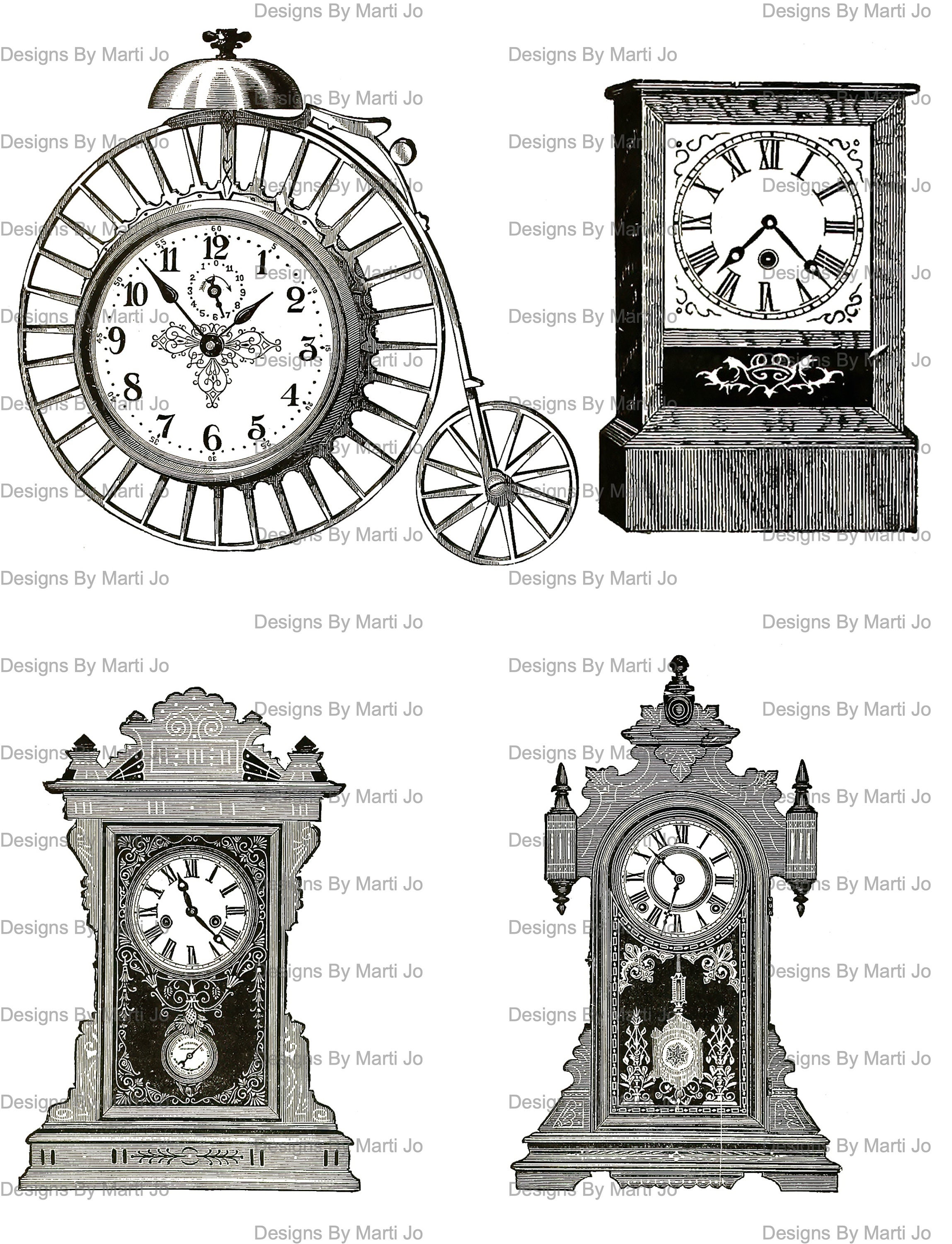 Vintage Clocks | Antique Clock Clipart | Instant Download | Commercial ...