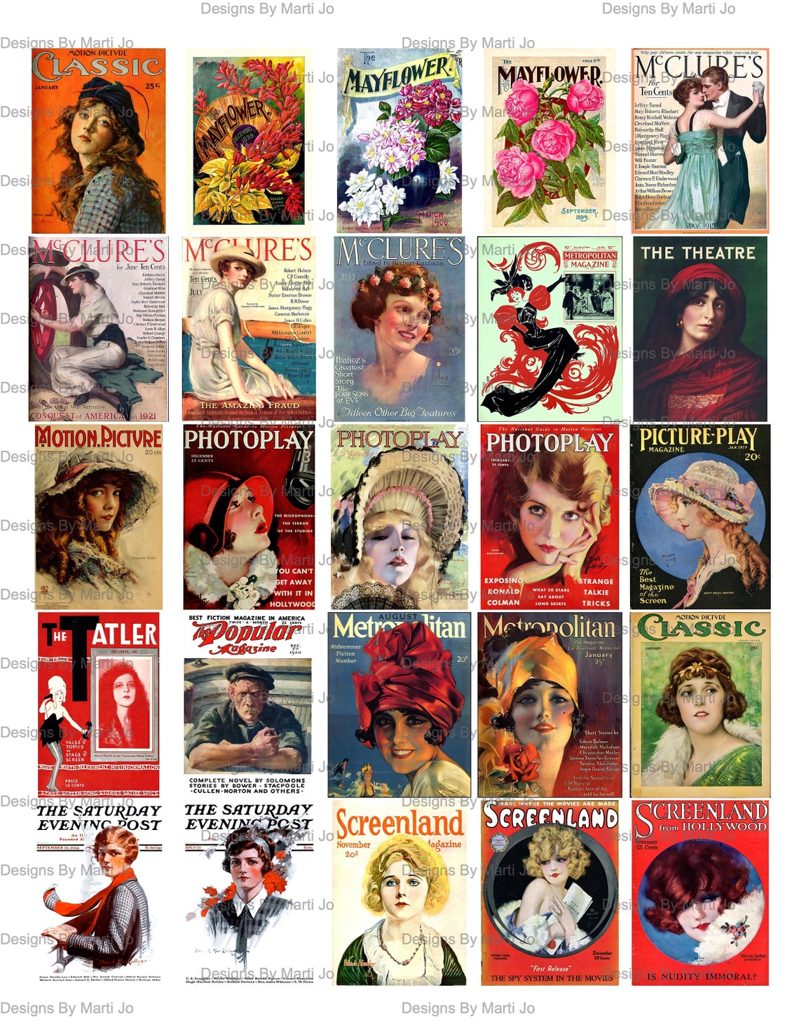 Vintage Magazine Covers | 100 Old Magazine Covers on Four 8.5 X 11 Inch ...