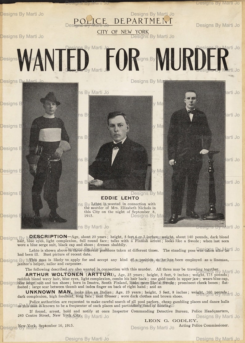 Vintage Wanted for Murder Posters True Crime Ephemera 50 - Etsy