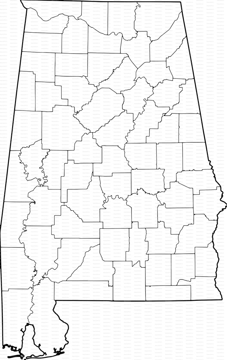 Printable Alabama Map | Printable AL County Map | Digital Download PDF ...