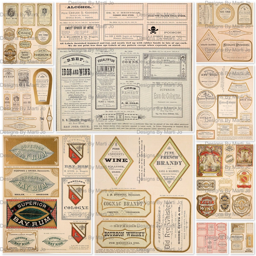 10 Vintage Apothecary Label Sheets Set 4 | Printable Digital Pharmacy ...