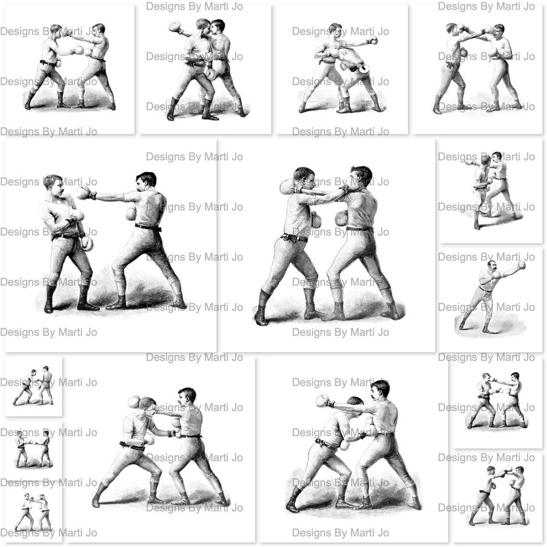 Old School Boxing Pngs | 15 Printable Vintage Fighter Clipart | Retro ...