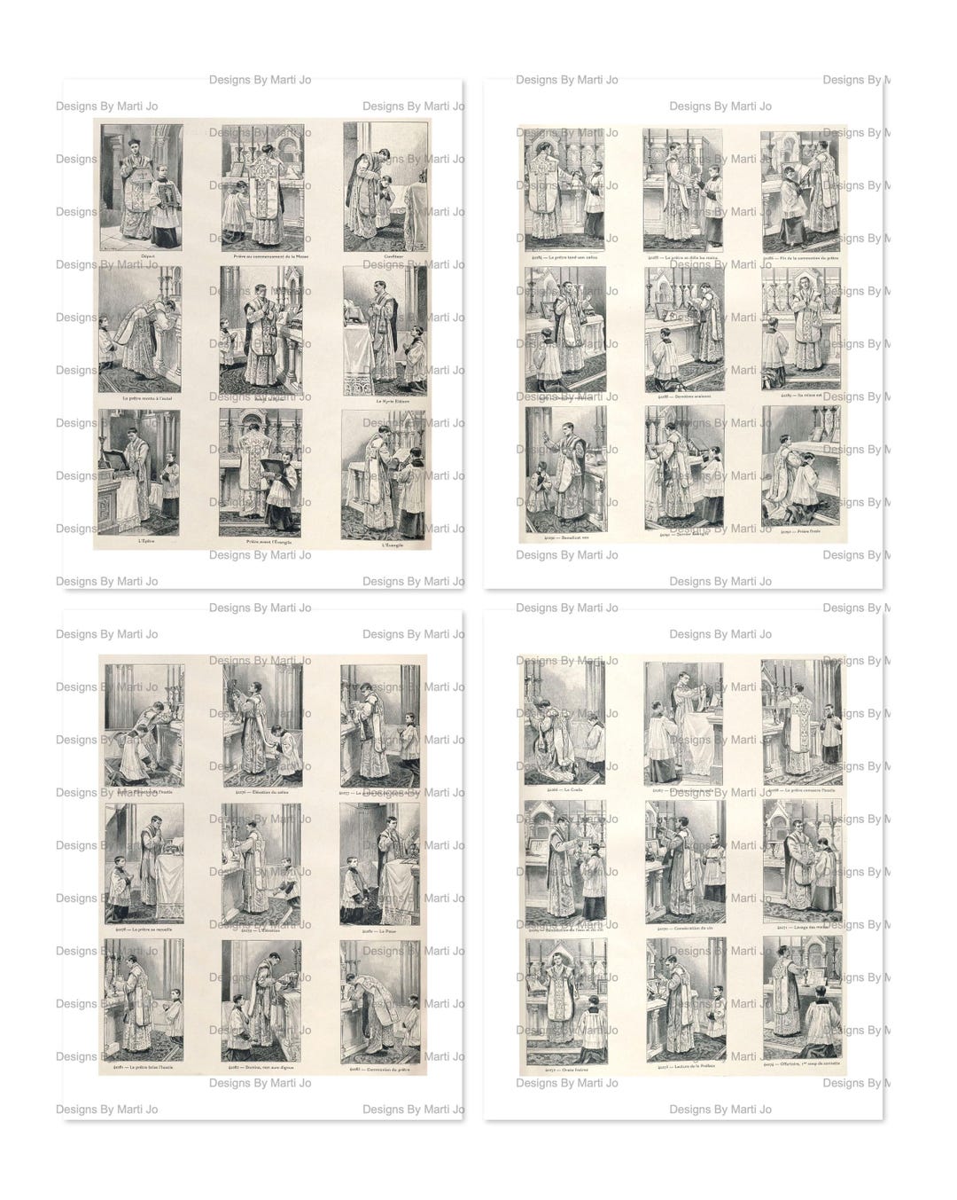 Vintage 1912 Roman Catholic Mass Clip Art Jpgs | 36 Steps of the Mass ...