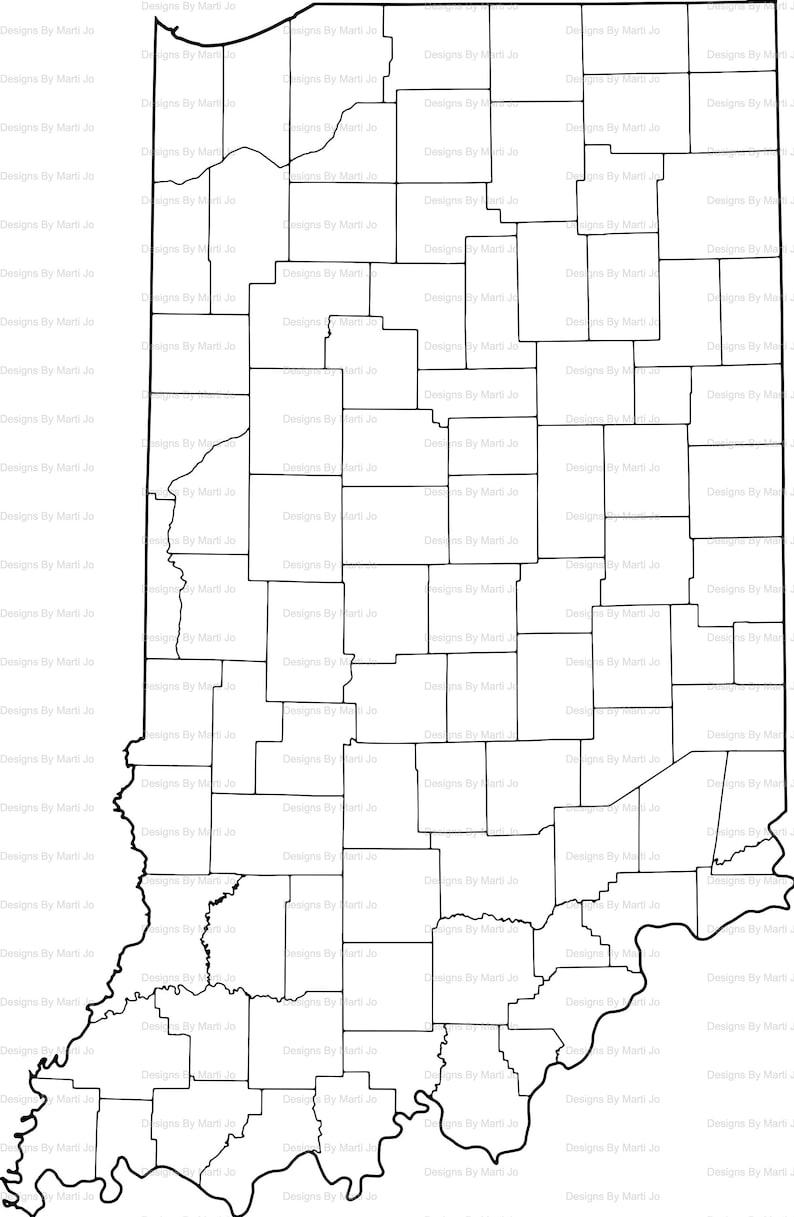 Printable Indiana Map | Printable IN County Map | Digital Download PDF ...