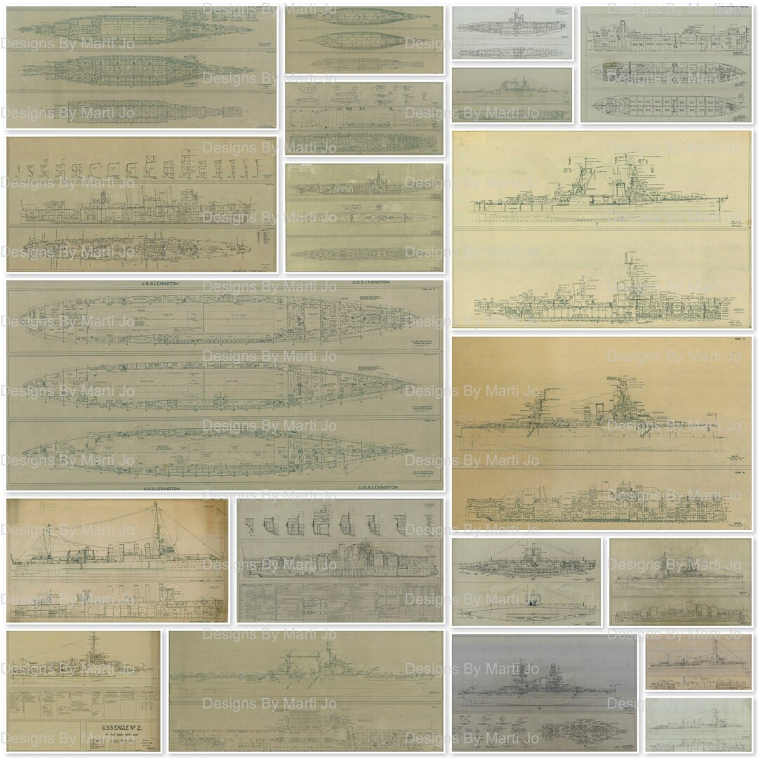 Vintage Ship Plans | 20 Vintage Ship Blueprints | Ships and Submarines ...