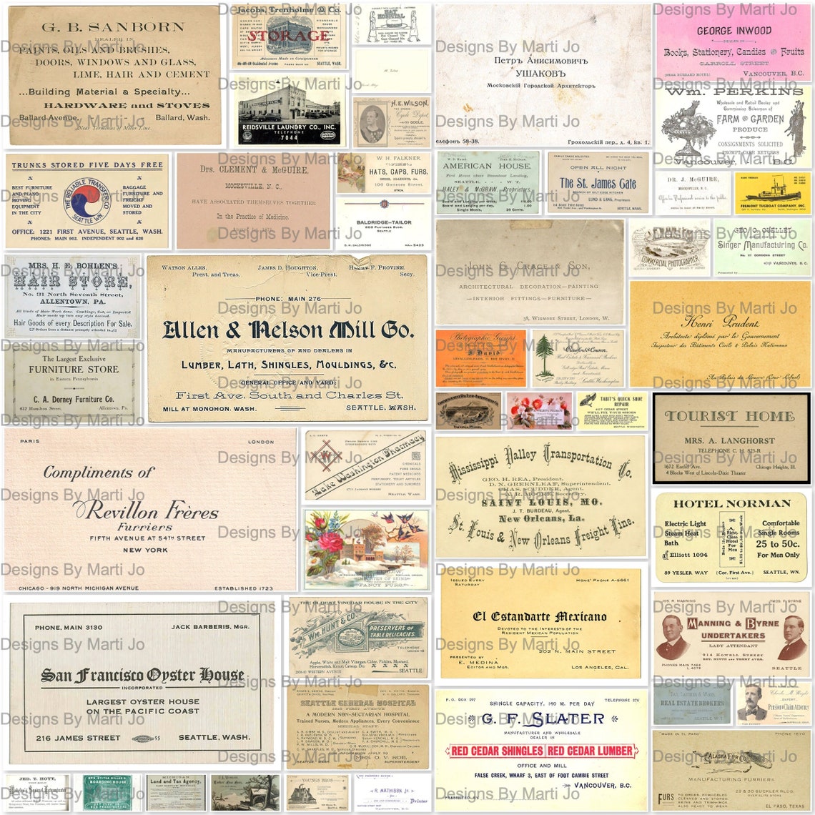 50 Vintage Business Cards Printable Antique JPG Business - Etsy
