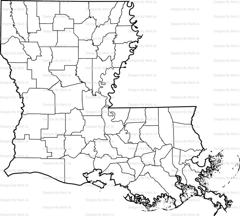 Printable Louisiana Map | Printable LA County Map | Digital Download ...