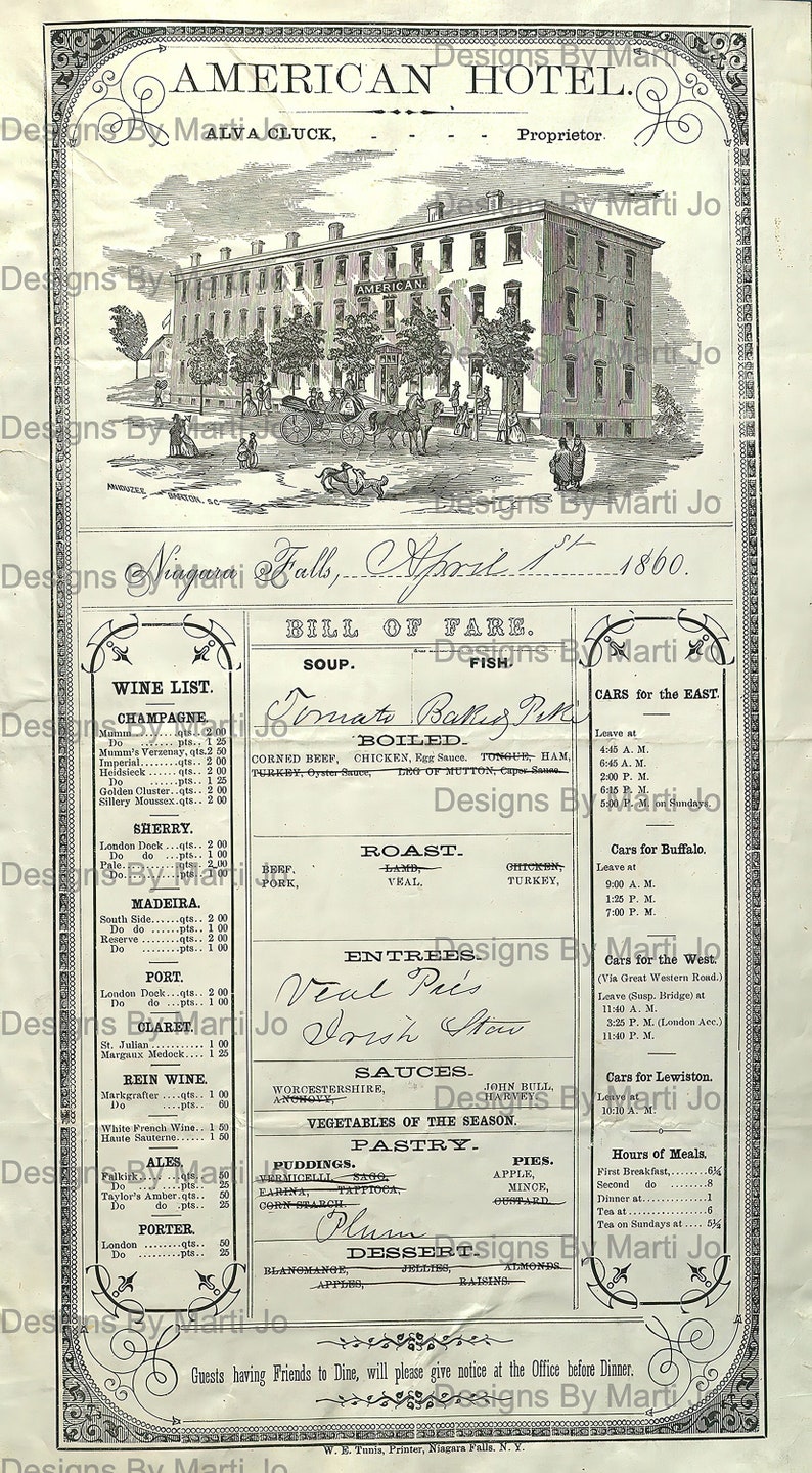 30 Vintage Menu JPG Pages | Printable Antique Restaurant Old Menus ...