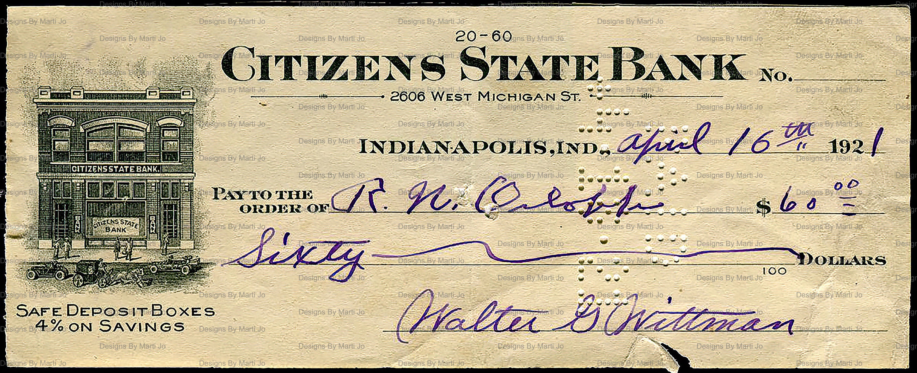 Vintage Checks Digital Kit 2 | Antique Bank Checks Ephemera | Instant ...