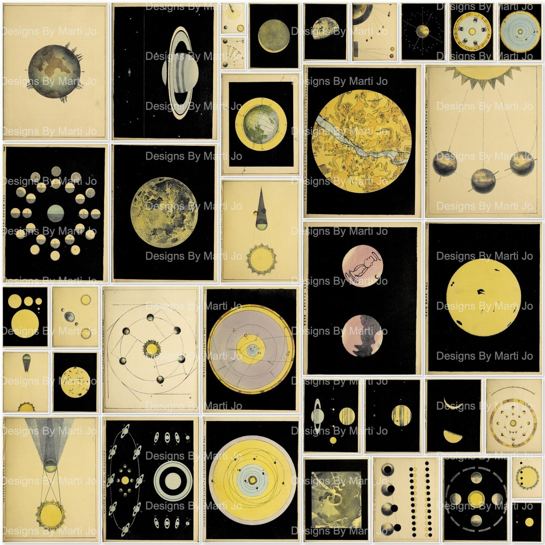 Vintage Astronomy Paper Set 3 | 36 Antique Astronomy Printable JPG ...